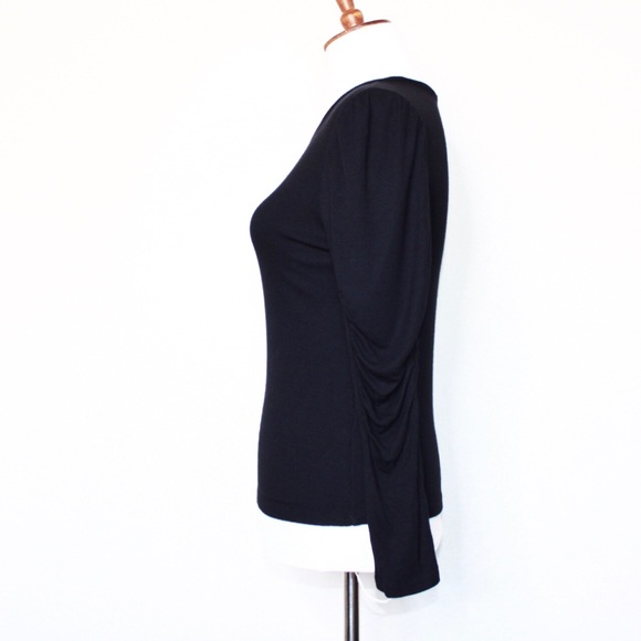 Bar III | Tops | Bar Iii Black Ruched Sleeve Ribbed Knit Top Medium ...